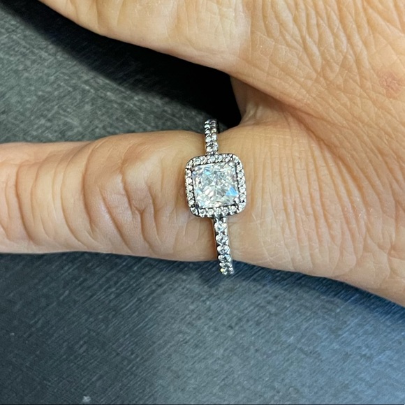 Pandora | Jewelry | Pandora Square Sparkle Halo Ring | Poshmark